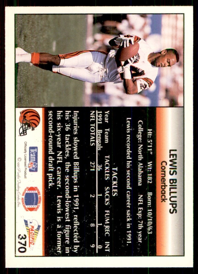 1992 Pacific Lewis Billups Football Cards #370 | eBay
