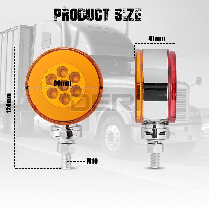 2X Amber/Red LED Double Face Fender Marker Light Turn Signal Semi Truck ...
