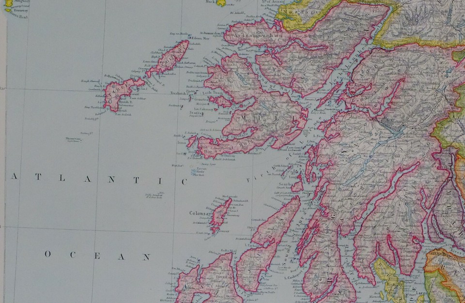 1933 MAP SOUTHERN SCOTLAND AYR DUMFRIES STIRLING EDINBURGH PERTH ...