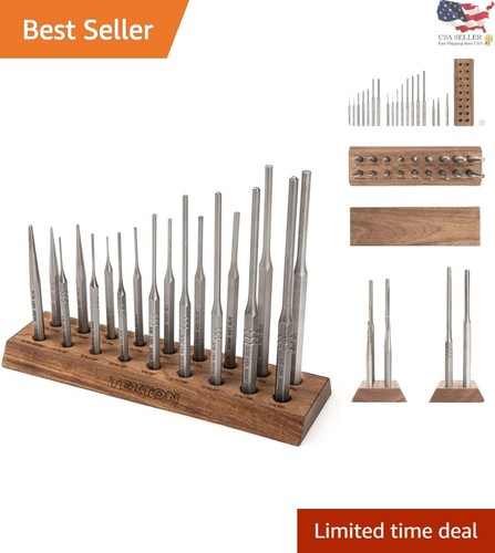 Premium Gunsmith Punch Set with Walnut Block - 18 Piece Precision Steel ...