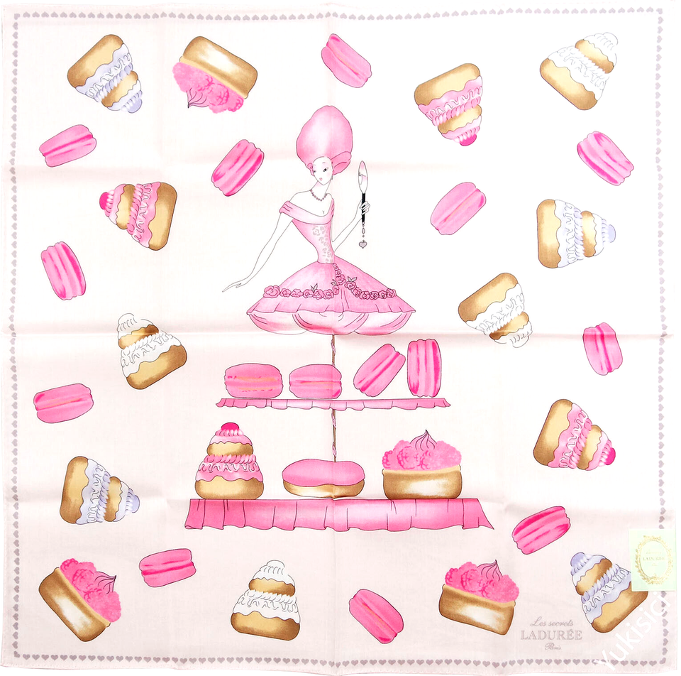 Laduree Paris Handkerchief Macaron Cup Cake Tea Set Pattern Pink 50cm ...