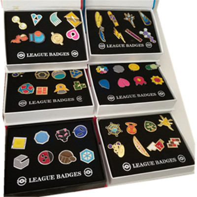 Poke: Kanto Gym Badges Set of 8 Metal Pins Gen 48pcs (6 Sets + 6 Boxes ...