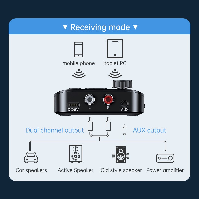 Bluetooth5.3 Home Stereo Audio Receiver/Transmitter USB HD Music RCA ...