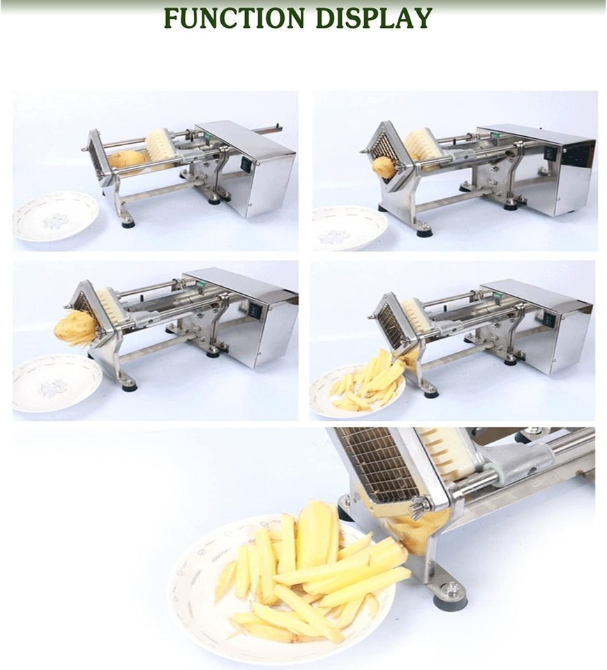 ELECTRIC French Fry & Chip Cutter, 6/9/13mm & 8-Wedge Blades, Stainless ...