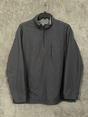 Men's IZOD Half Zip Pullover Jacket Chest Zip Pocket Dark Grey Sz L 220 ...