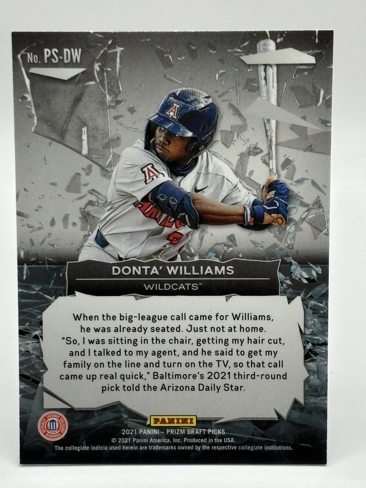 2021 Prizm Draft Picks Power Surge Insert Donta Williams #PS-DW Orioles ...