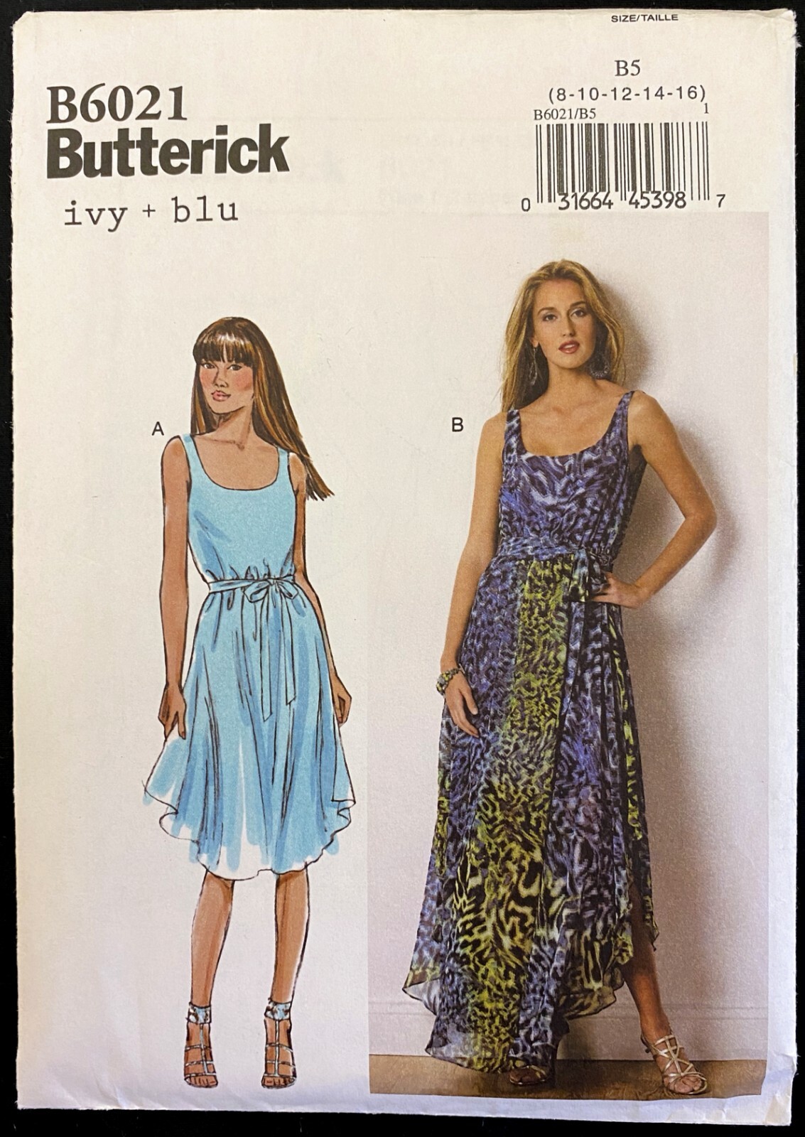 UC Easy Sz 8-16 Shaped Hem Dress Belt Ivy+Blu Butterick 6021 Pattern ...