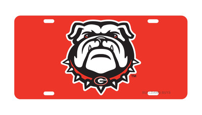 UGA UNIVERSITY OF GEORGIA Red New Dawg Acrylic License Plate / Car Tag ...
