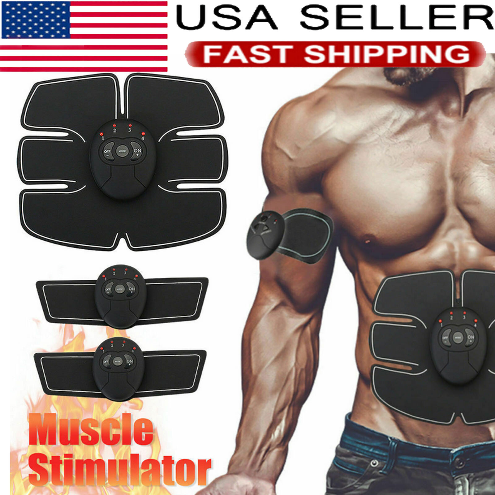Electric Stimulator Workout Muscle Core Toner Belt Fat Burner Belly ...