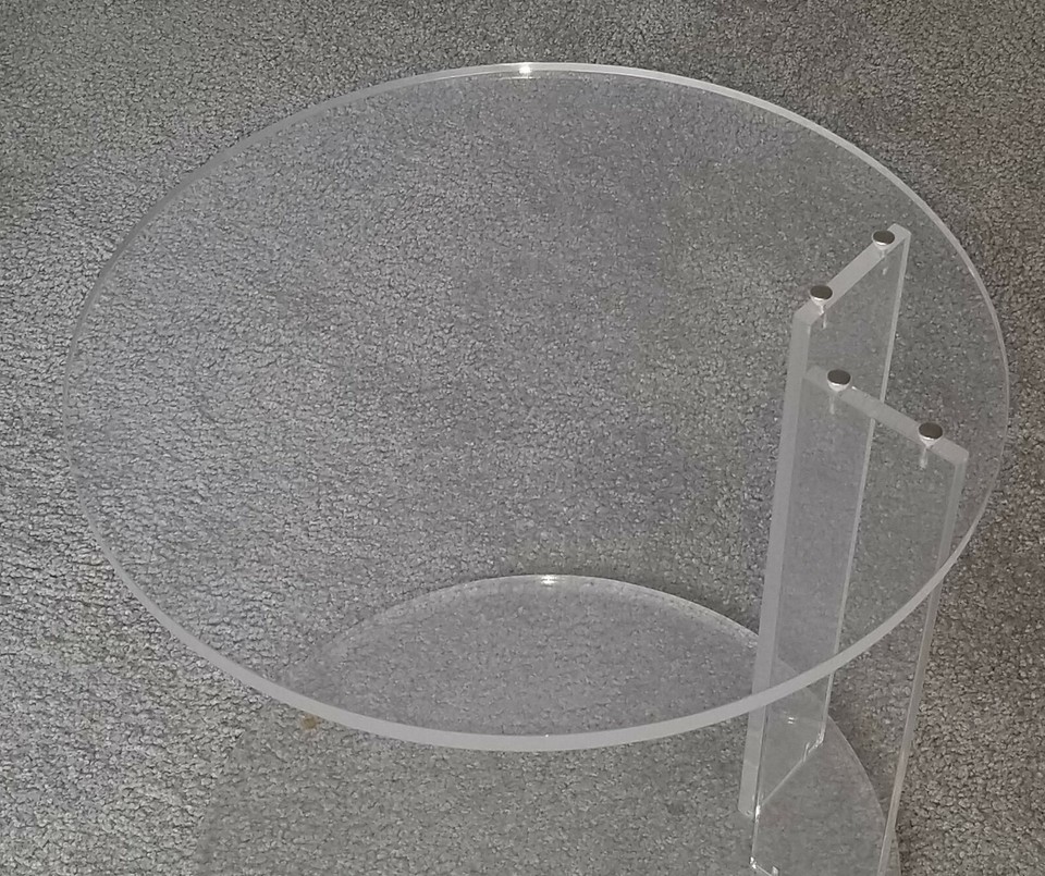 CHIC VINTAGE 1970'S LUCITE ROUND TOP & BASE OCCASIONAL SIDE TABLE | eBay