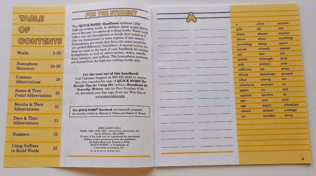 Quick-Word Handbooks : Everyday Writers by Robert Forest and Curriculum ...