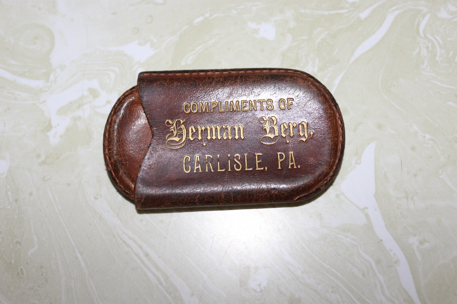 VTG. LEATHER KEY CASE/CHANGE HOLDER COMPLIMENTS OF GERMAN BERG CARLISLE ...