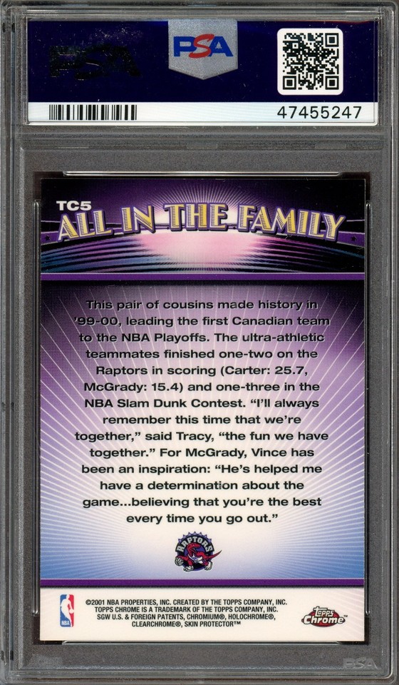 VINCE CARTER/TRACY MCGRADY ~ 1999-00 Topps Chrome Combos #TC5 ~ PSA 10 GEM MINT | eBay