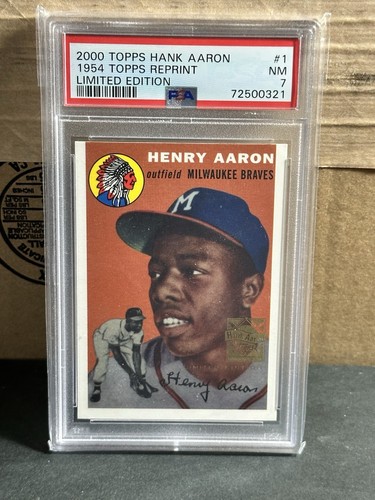2000 Topps #1 Hank Aaron 1954 Topps Rookie Reprint PSA 7 Limited ...