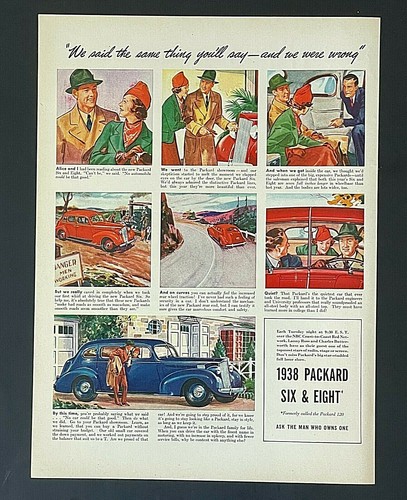 1938 Packard Six Eight Advertisement Showroom Test Drive Color Art Vtg ...