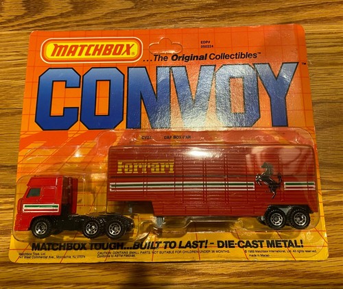 MATCHBOX CONVOY CY24 FERRARI TRANSPORTER UNPUNCHED CARDED DAF BOX CAR ...