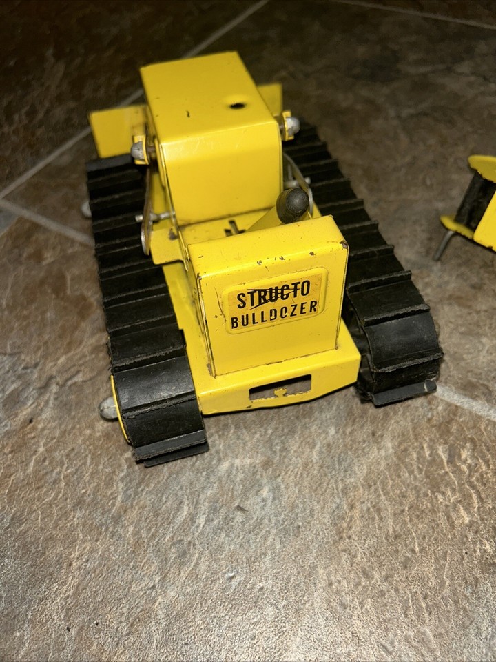 Vintage Structo Yellow Bulldozer And SandLoader Pressed Steel Toy, Made ...