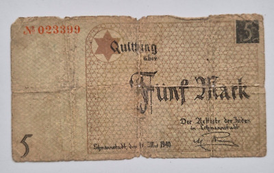 Poland WWII Litzmannstadt Lodz Ghetto, 5 MARK, 1940 BANKNOTE | eBay