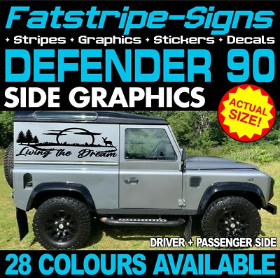 to fit LAND ROVER DEFENDER 90 LIVING THE DREAM STICKERS GRAPHICS DECALS ...
