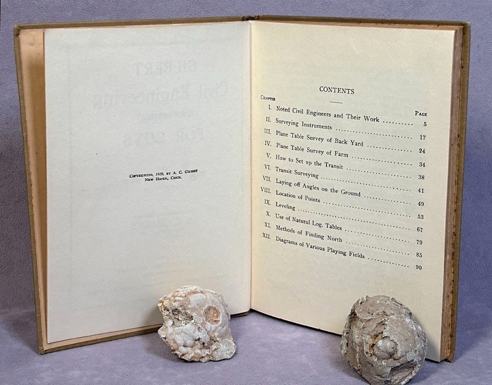 Antique CIVIL ENGINEERING Surveying Building Book 1920 GILBERT Erector ...