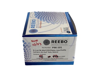 (10/Pk) REEBO 96-Well 0.1mL PP Low Profile Full Skirted PCR Plates P96 ...