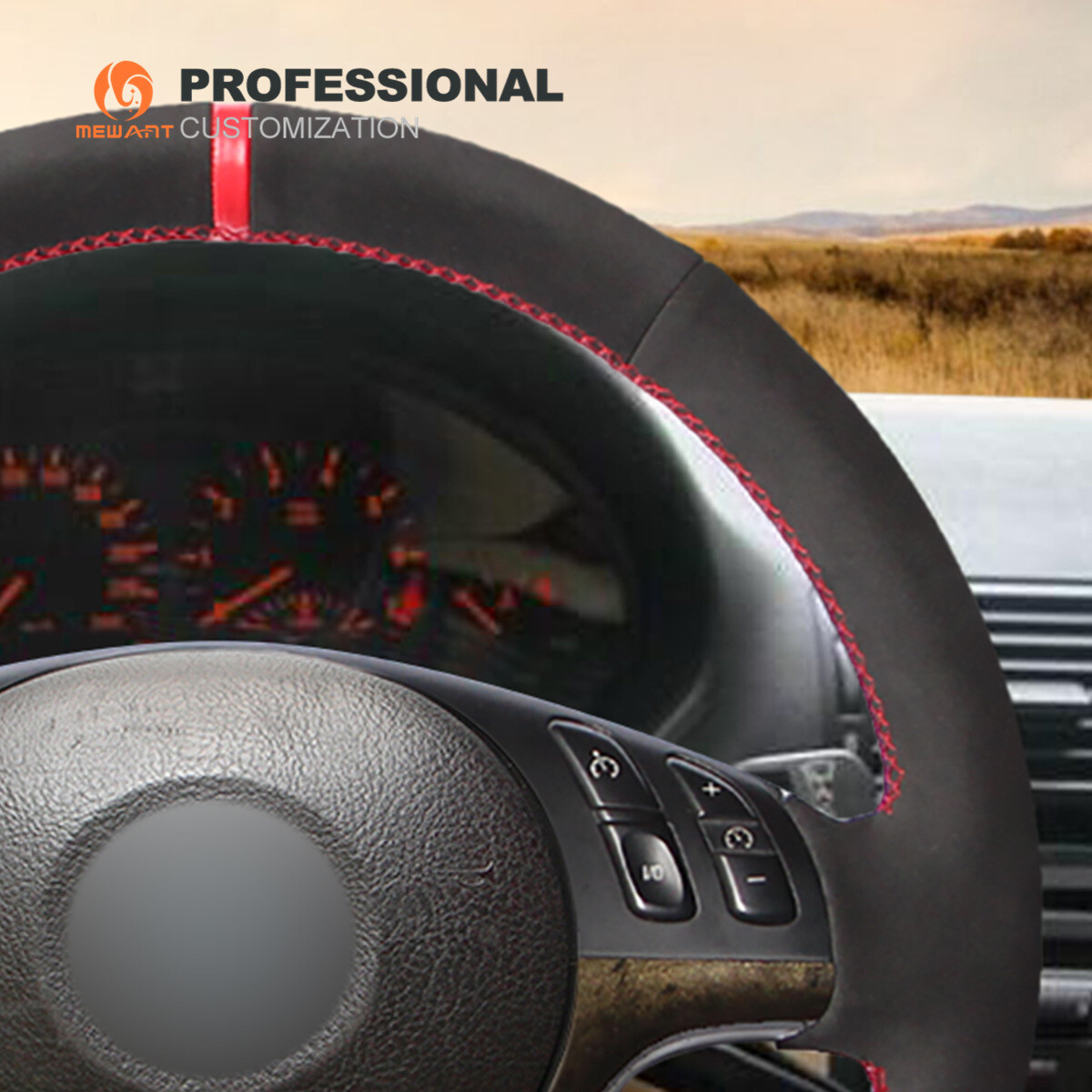 Custom Wildleder Auto Lenkradbezug für BMW E46 318i 325i 330ci X5 E53 ...