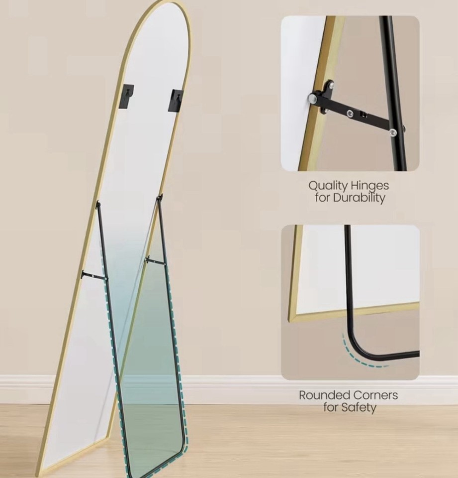 Full-Length Mirror Standing-Elegant Pale Golden Curved New Free ...