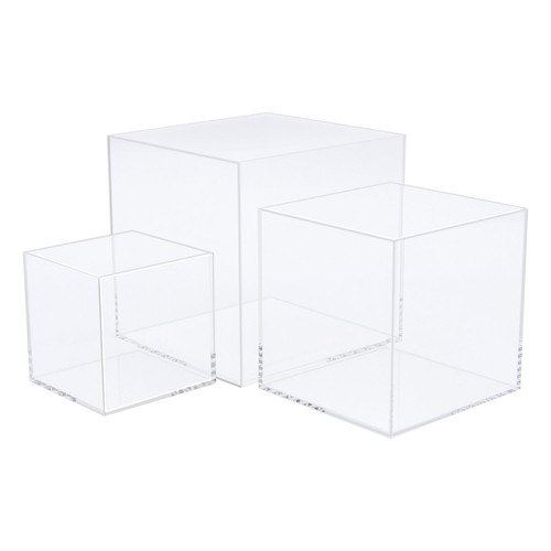 Clisela 3pcs Acrylic Cube Display Stands Box Risers with Hollow Bottoms ...