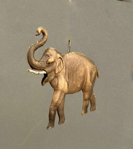 Antique German ELEPHANT w/ Trunk UP DRESDEN 3 D Double sided Christmas ...
