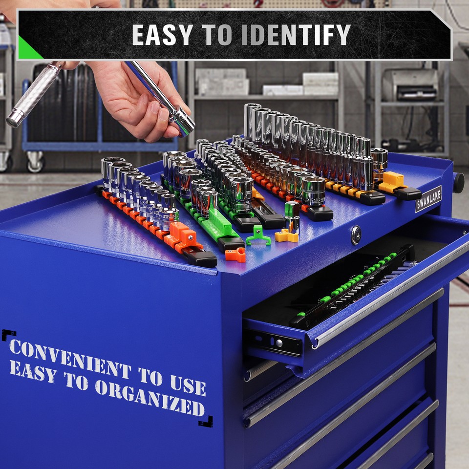 9PC Socket Organizer Storage Rail Rack Holder 1/4 3/8 1/2 Industrial | eBay