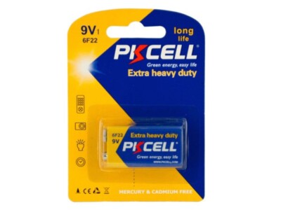 1 ONE PKCELL HEAVY DUTY 9V BATTERIES 9 VOLT 6F22 PP3 ZINC CARBON BRAND ...