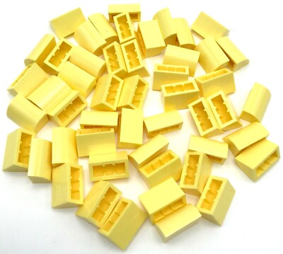 Lego 50 New Bright Light Yellow Slope Curved 1 x 2 x 1 Sloped Pieces | eBay