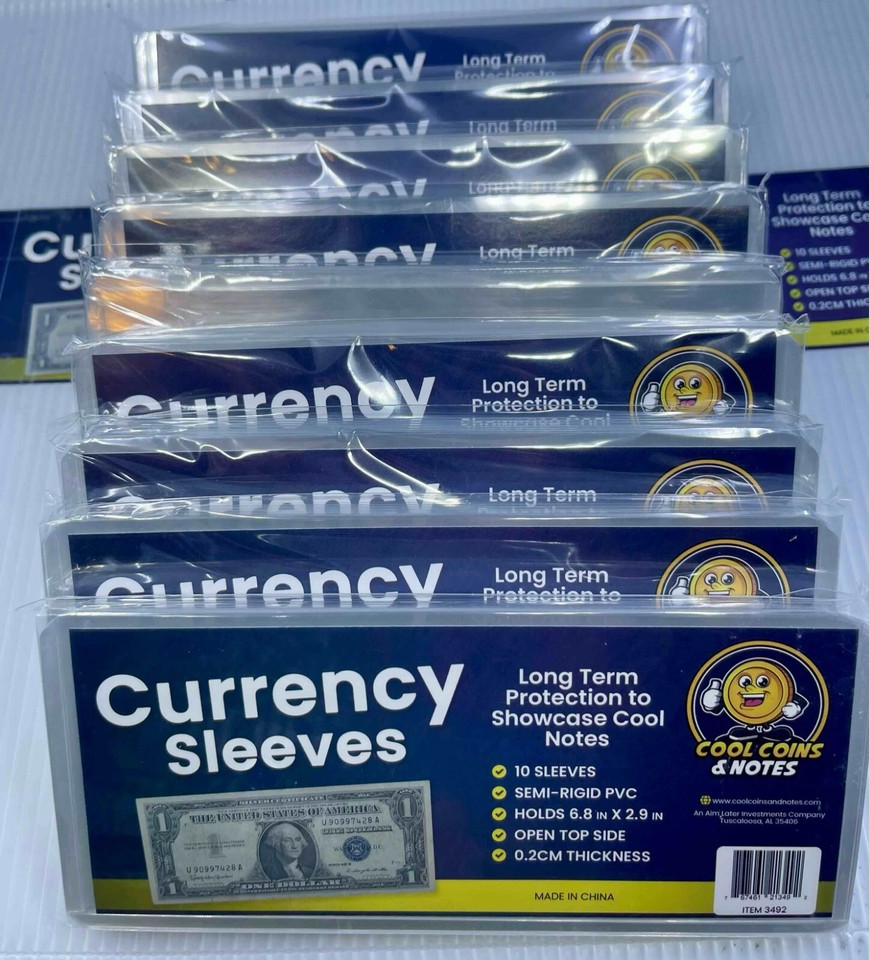 10 Banknote Currency Sleeves Rigid US Dollar Modern Size US Topload ...