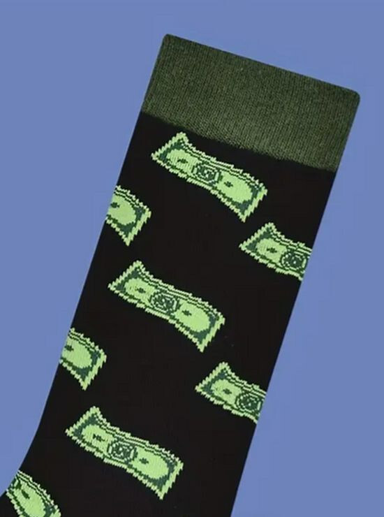 Money Dollars Theme Print Mens Breathable Crew Socks NEW Size 6-10 ...
