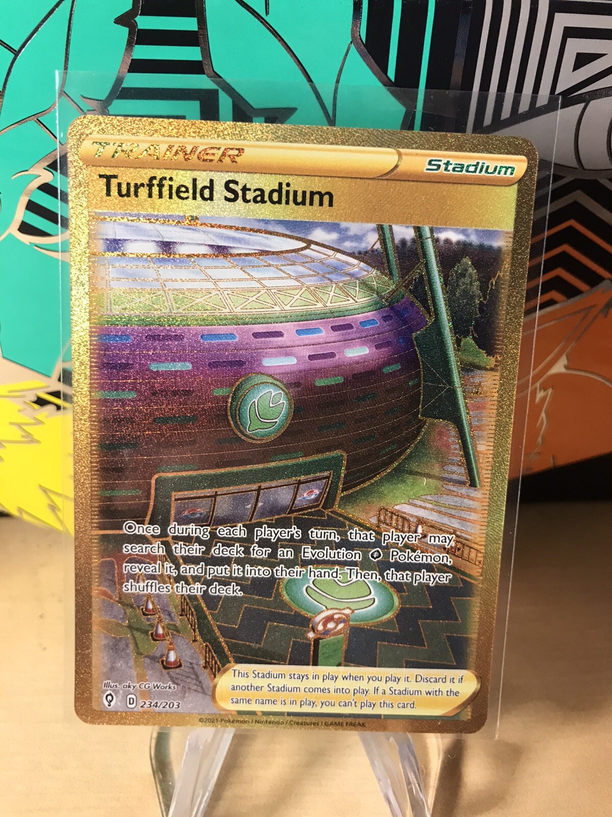 Pokemon Turffield Stadium 234/203 Evolving Skies Gold Secret Rare ...
