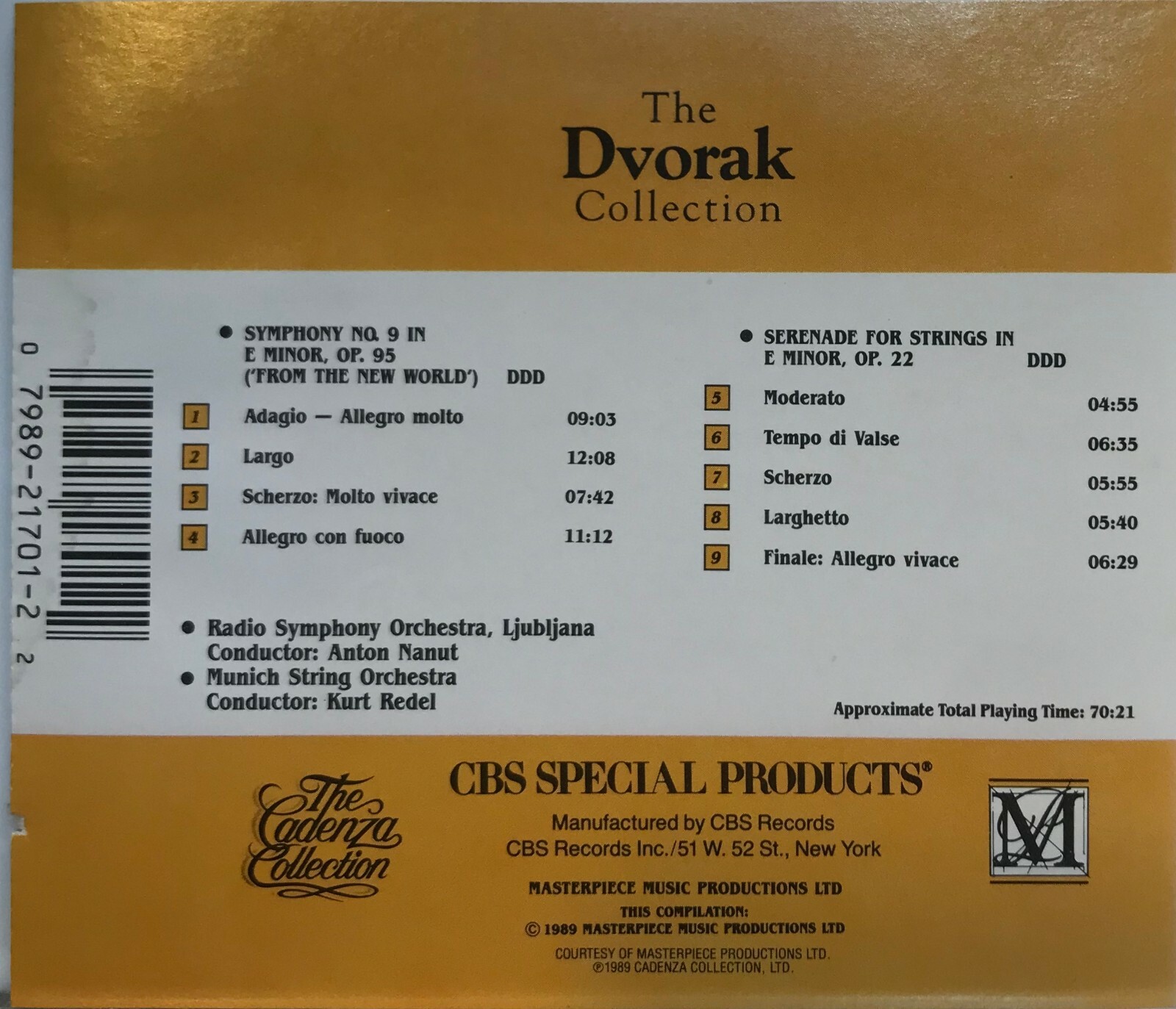 The Dvorak Collection Deluxe Edition (CD 1989 The Cadenza Collection ...