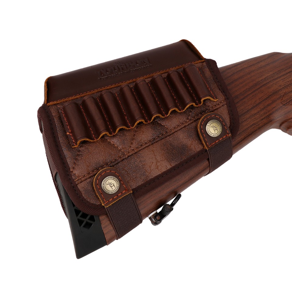 TOURBON PU Leather Cheek Riser Rest Rifle Buttstock Holder 308 WIN Ammo ...