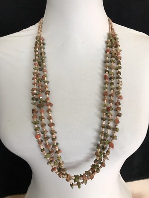 Stunning 3 Stranded Navajo Samsonite Jasper Nugget and Heishi Necklace ...