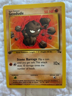 Geodude First Edition 47/62 Fossil Set Common Pokemon Card (NM/M) | eBay