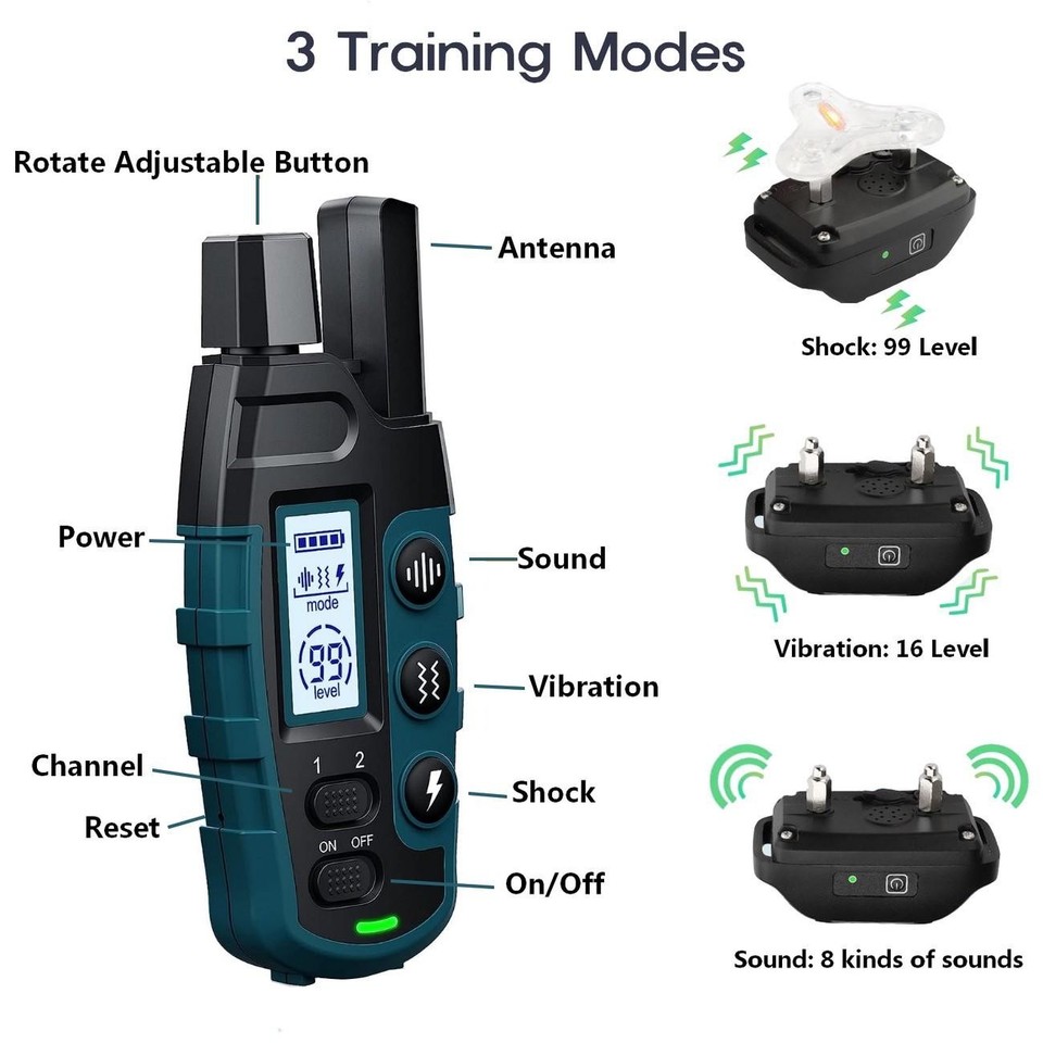 1000m Remote Dog Training Collar Ip67 Waterproof Rechargeable Anti Bark ...
