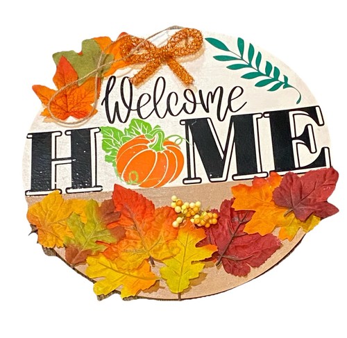 Seasonal Welcome Home Fall leaf 12” Round Sign | eBay