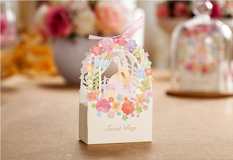 Multi Spring Flower Wedding Favours Candy Sweets Boxes Bags Table ...