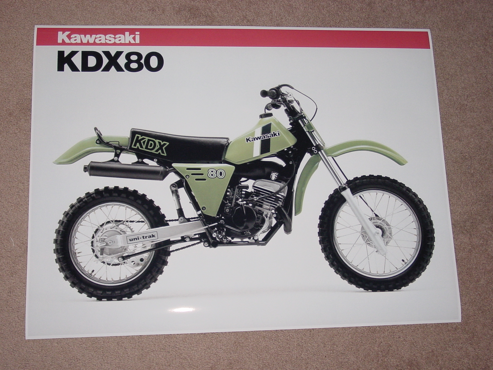1981 KAWASAKI KDX80 VINTAGE MOTORCYCLE AD POSTER PRINT 27x36 9MIL PAPER ...