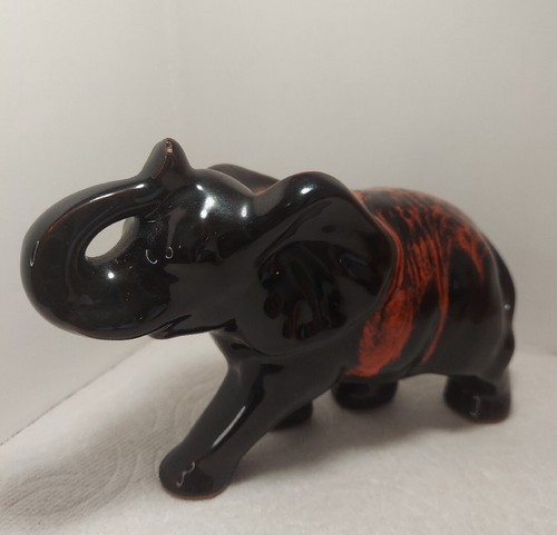 Canuck Pottery Vintage Elephant Drip Glaze Brown Orange Quebec Canada ...