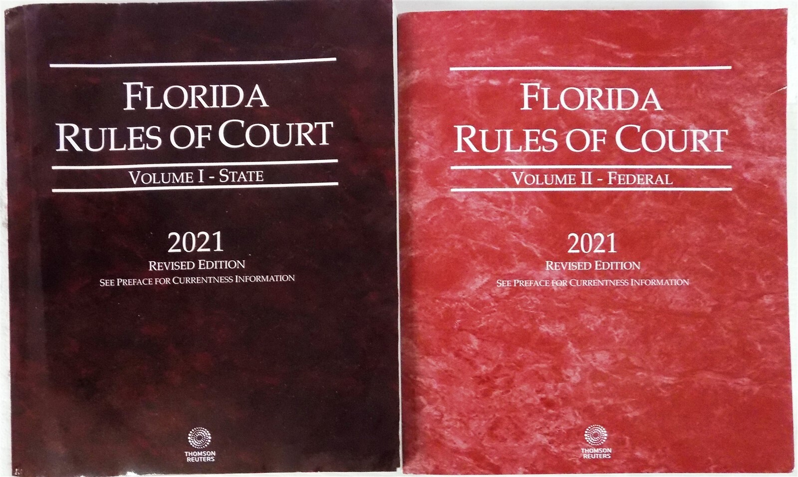 Set of 2 Florida Rules of Court 2021 Edition Volume I State+II Federal ...