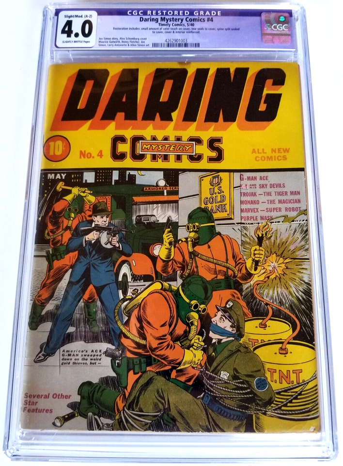 DARING MYSTERY COMICS #4 CGC VG 4.0 (A) TIMELY 1940 ALEX SCHOMBURG ...