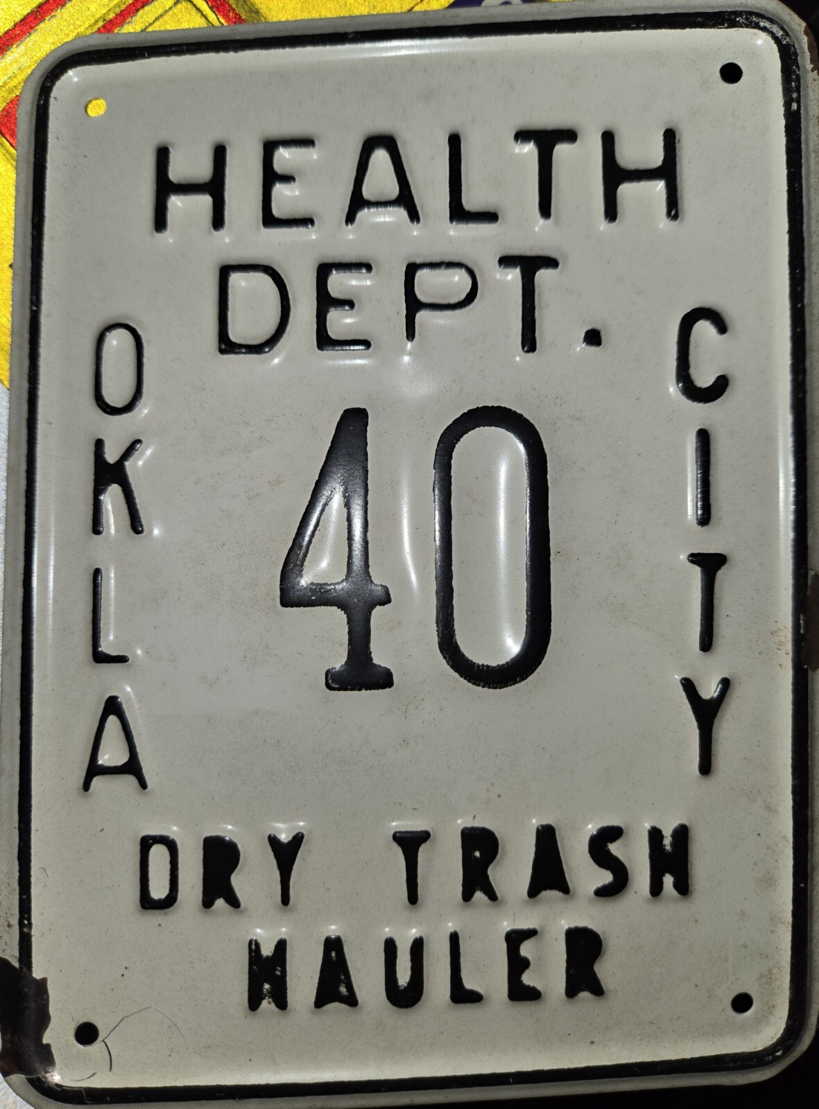 1970s oklahoma Dry Trash Hauler Permit License Plate Issued By Health ...