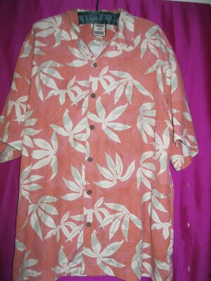 HAWAIIAN SHIRT, TOMMY BAHAMA LABEL, MEN'S, SZ. L., SILK, ORANGE & CREAM ...