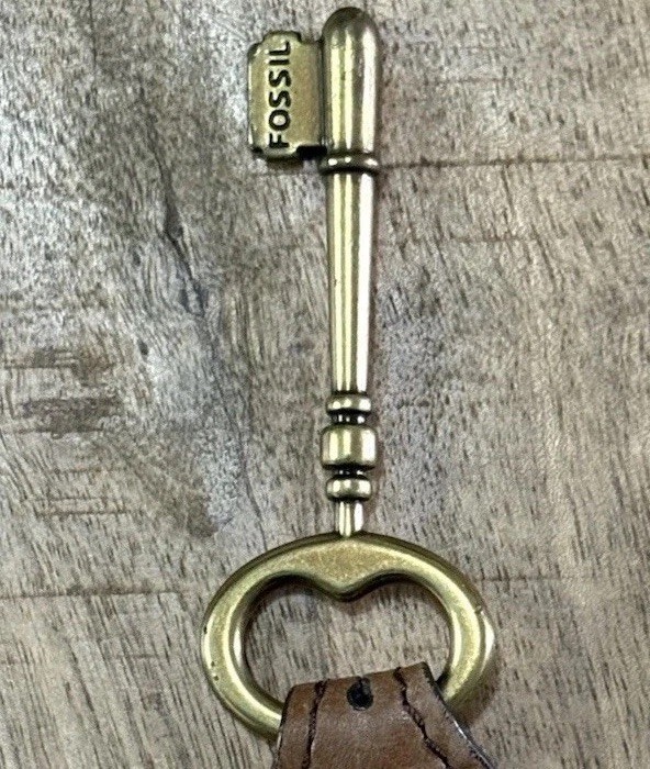 Vintage Fossil Brass Skeleton Key Bag Charm Replacement - Leather Strap ...
