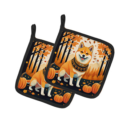 Shiba Inu Fall Pair of Pot Holders DAC1072PTHD | eBay